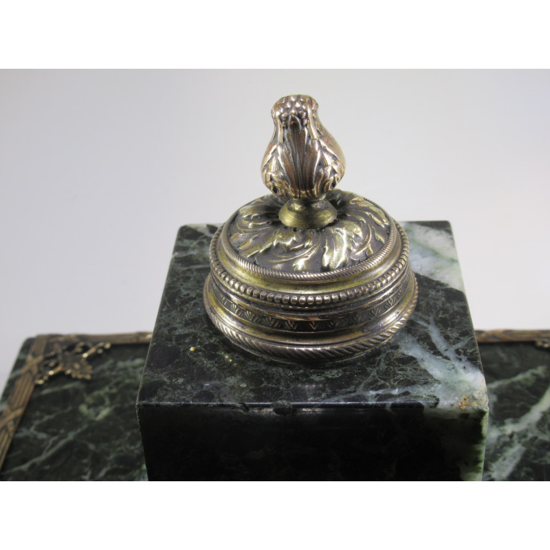 Bronze inkwell on marble 19th century