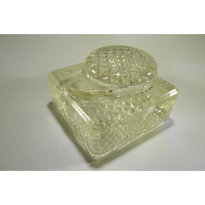 Antique square glass inkwell