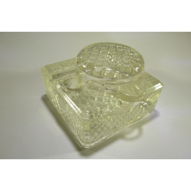 Antique square glass inkwell