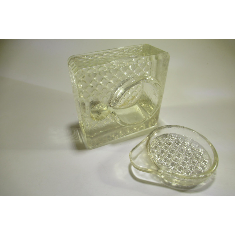 Antique square glass inkwell