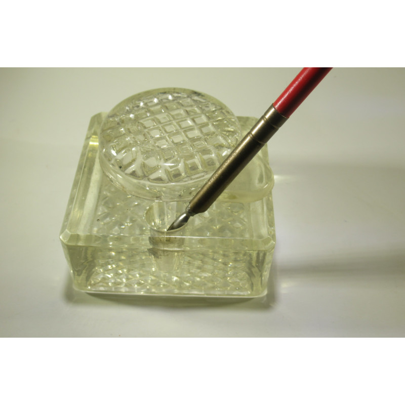 Antique square glass inkwell