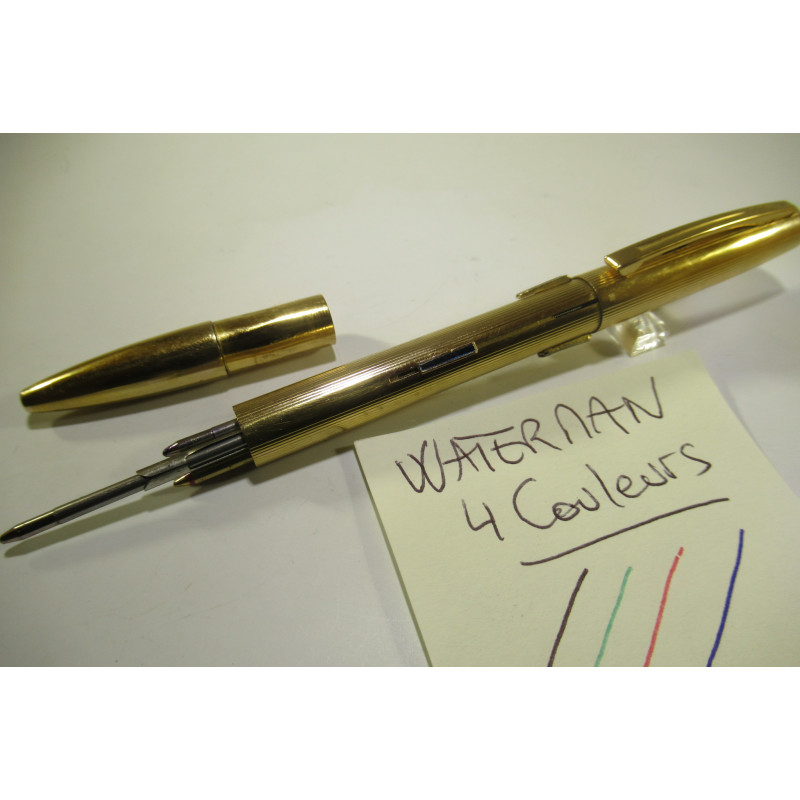 Stylo bille WATERMAN 4 couleurs plaqué or