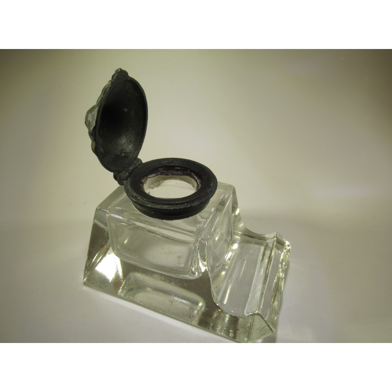 Old crystal inkwell
